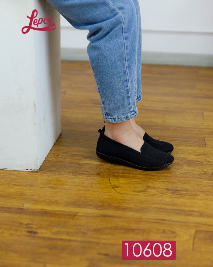 Lepce - لبسى حذاء فلات ساده تريكو - أسود